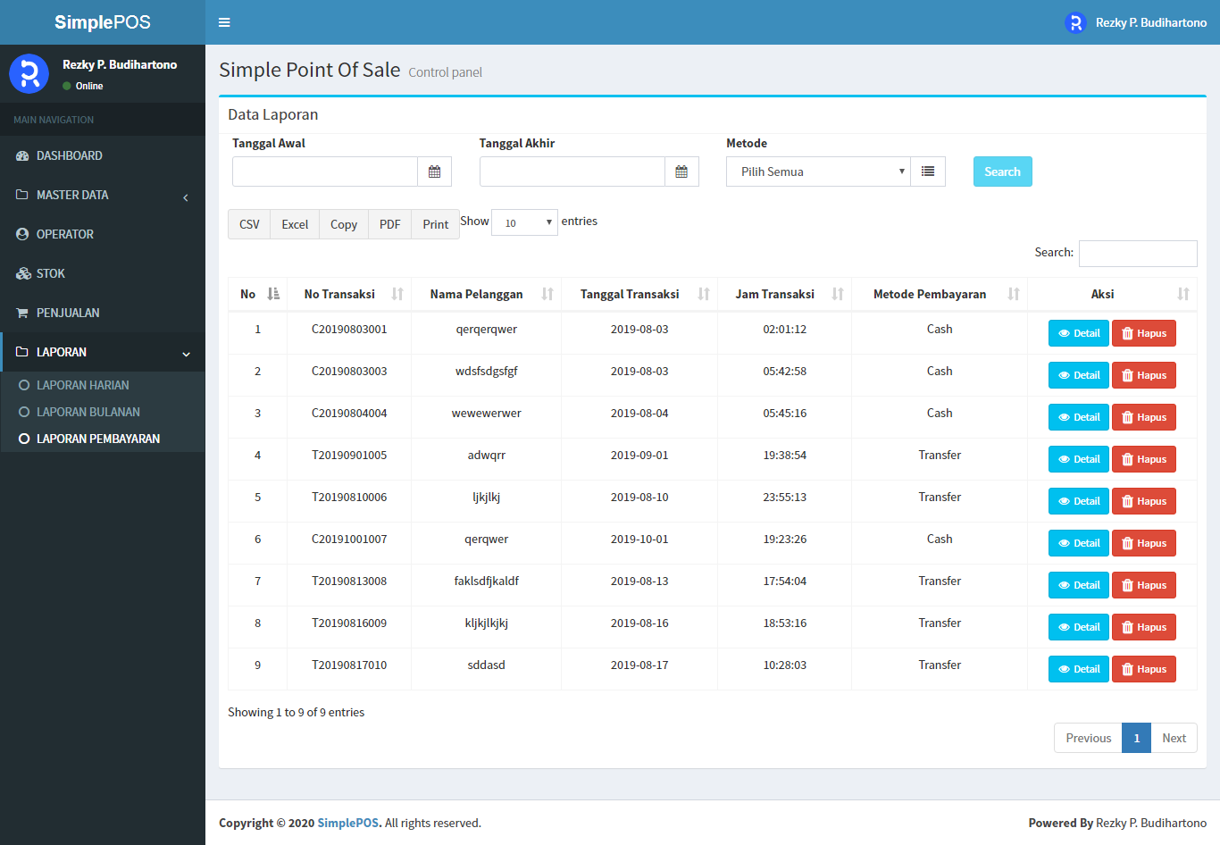 Aplikasi Simple Point Of Sale (POS) Kasir dengan framework codeigniter